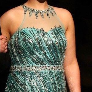Dave & Johnny | Dresses | Aqua Blue Waterfall Sparkle Prom Dress | Poshmark